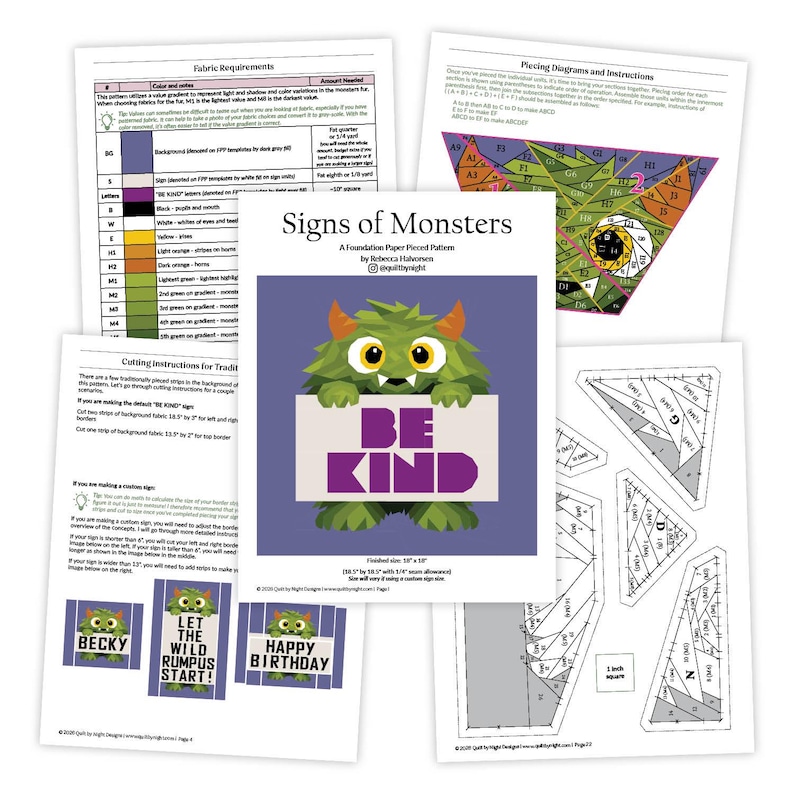Signs of Monsters - Foundation Paper Piecing PDF Pattern - Etsy