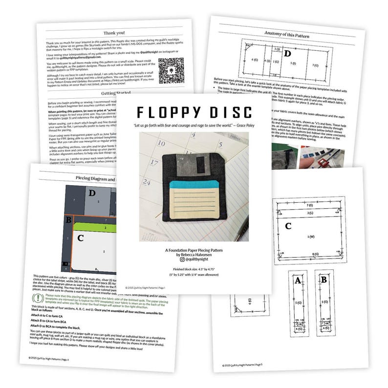 Floppy Disc - Foundation Paper Piecing PDF Pattern - Etsy