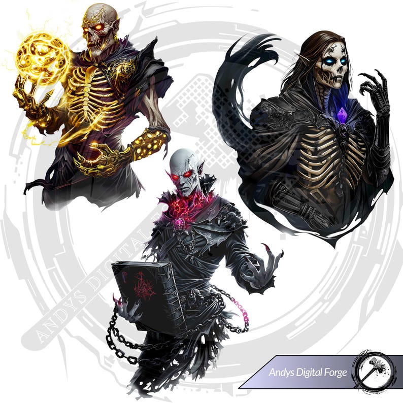 Fantasy Lich Necromancers Clipart Set - High-resolution PNG, RPG ...