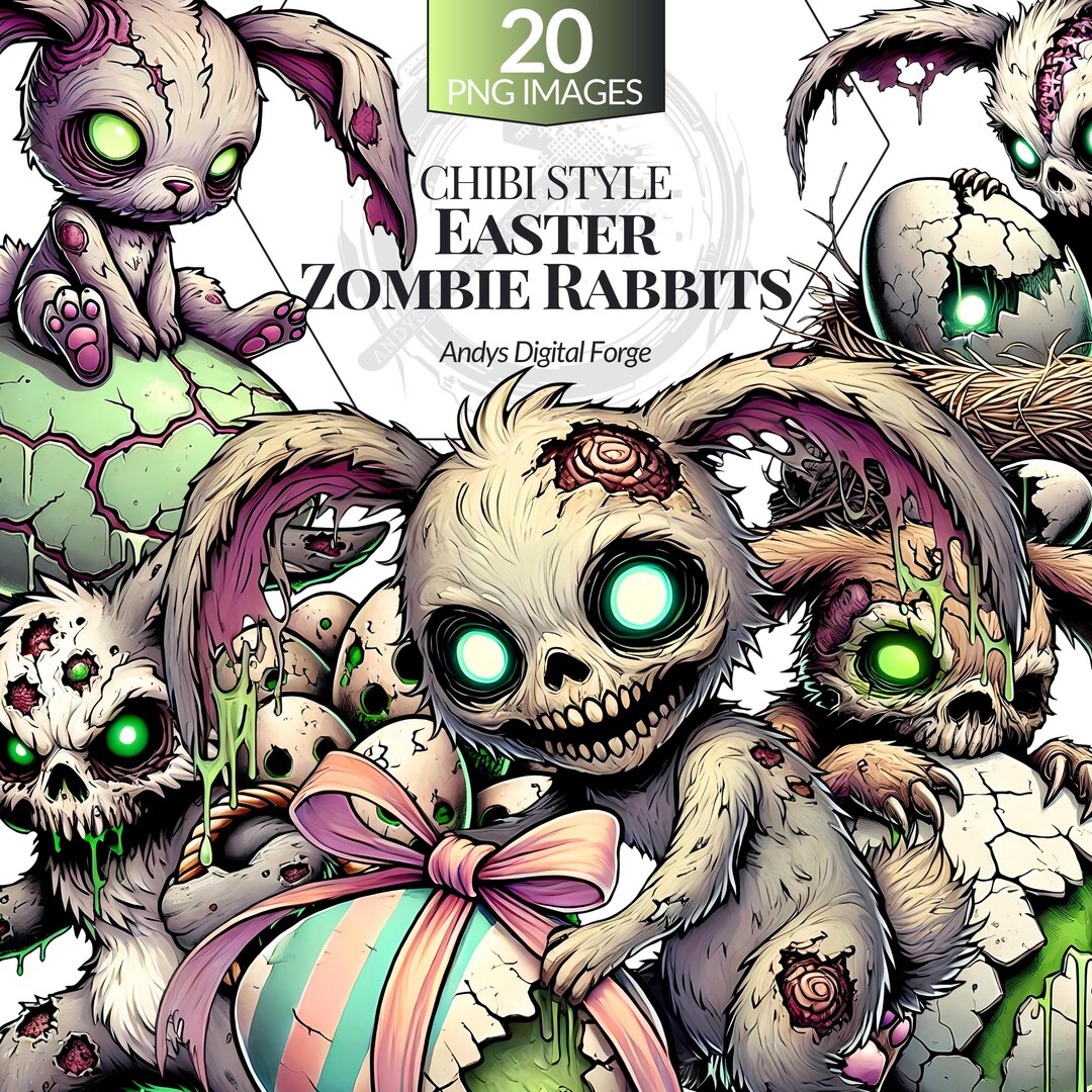 Chibi Easter Zombie Rabbits Cliparts - High-res PNG Horror ...