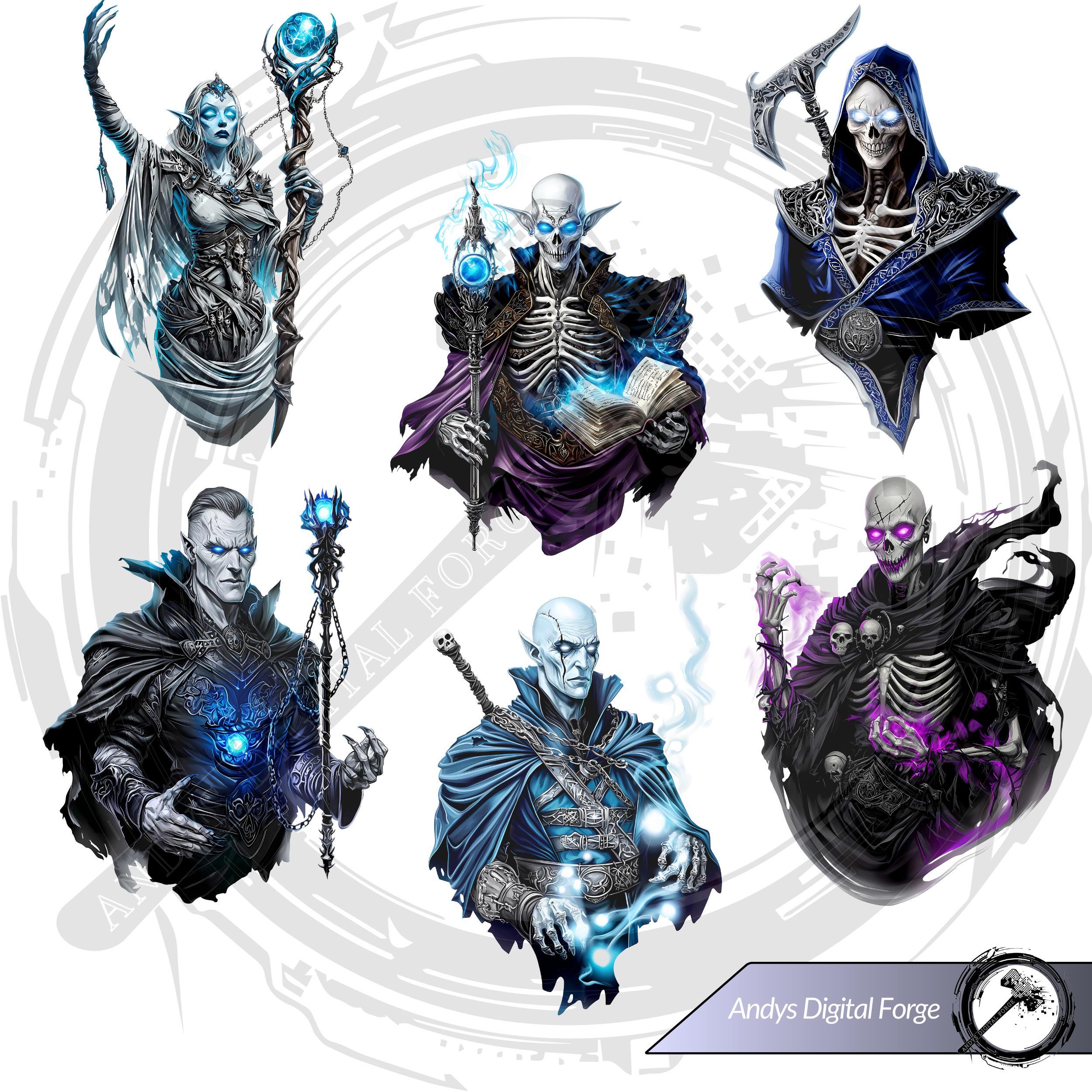 Fantasy Lich Necromancers Clipart Set - High-resolution PNG, RPG ...