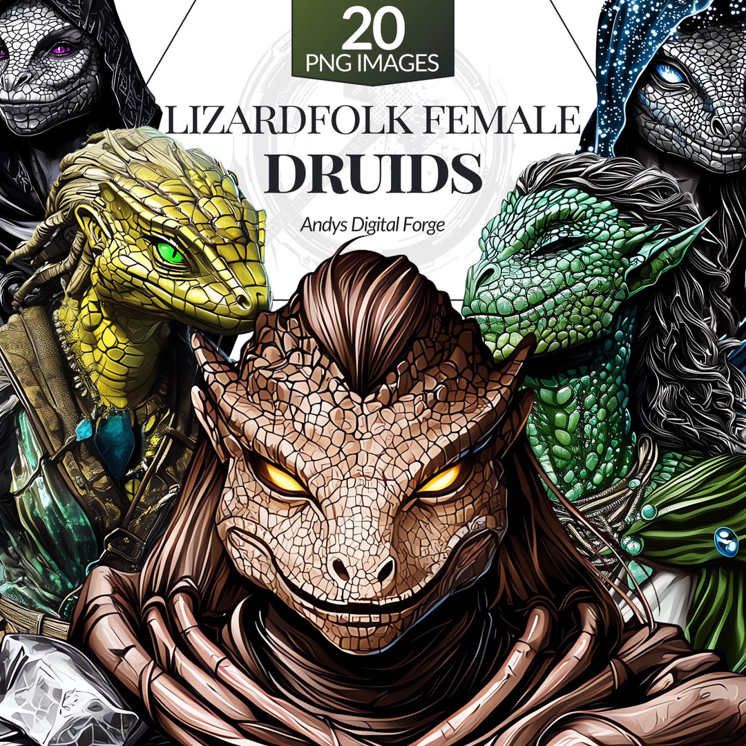 20 Lizardfolk Female Druids Cliparts - High-res Fantasy RPG Pngs for ...