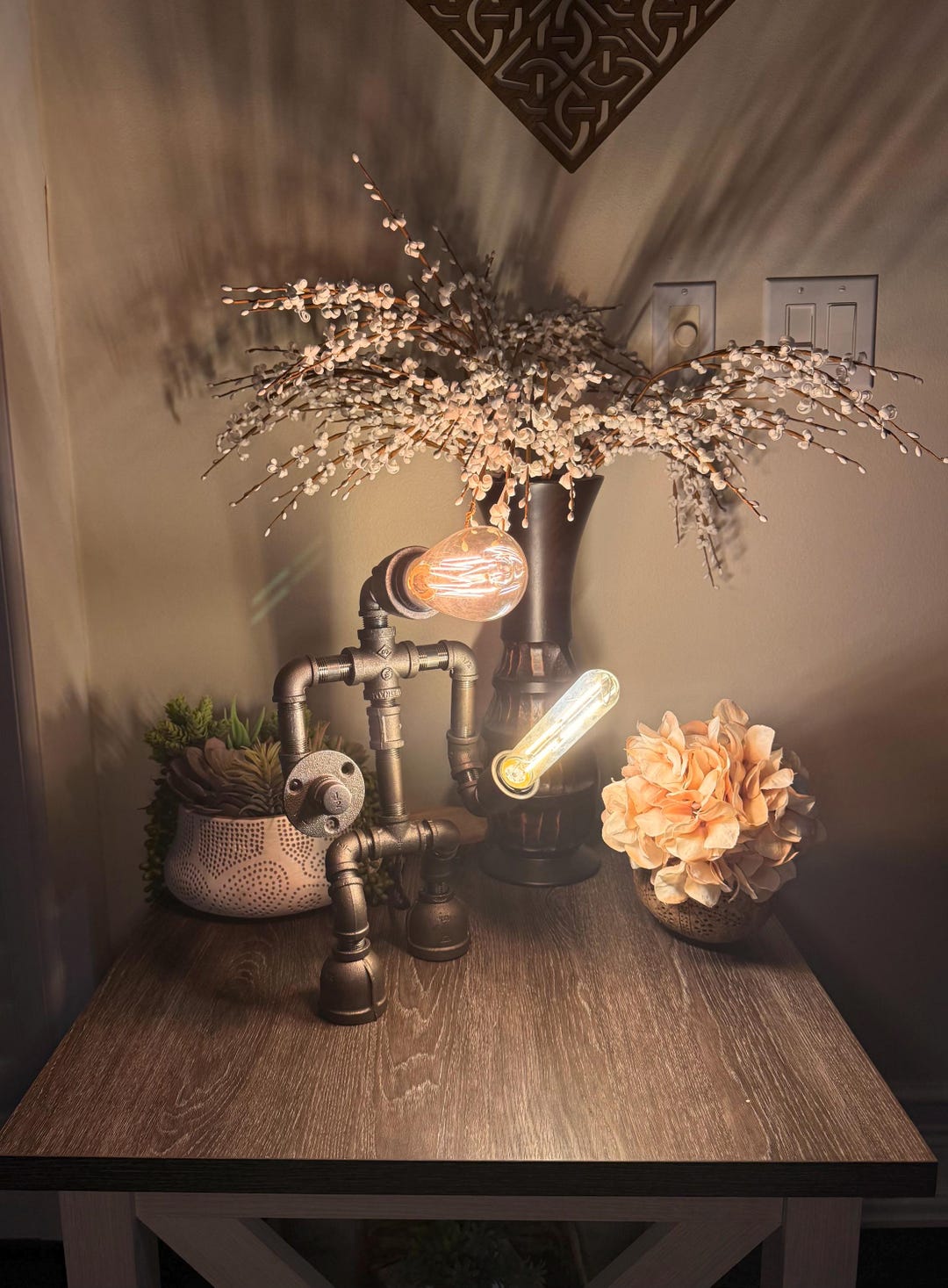 Industrial Vintage Gladiator Robot Pipe Lamp Handmade Desk Lamp Edison ...