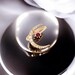 14k Gold Crescent Moon and Star Ring With Ruby, Celestial Statement ...