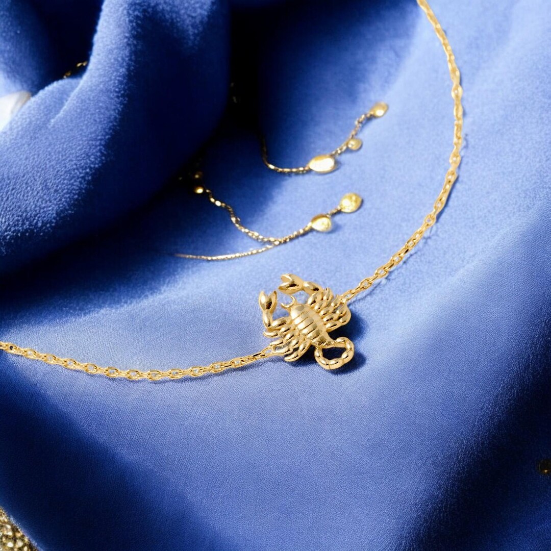 Personalized 14k Gold Scorpion Bracelet for Women, Dainty Gold Chain ...