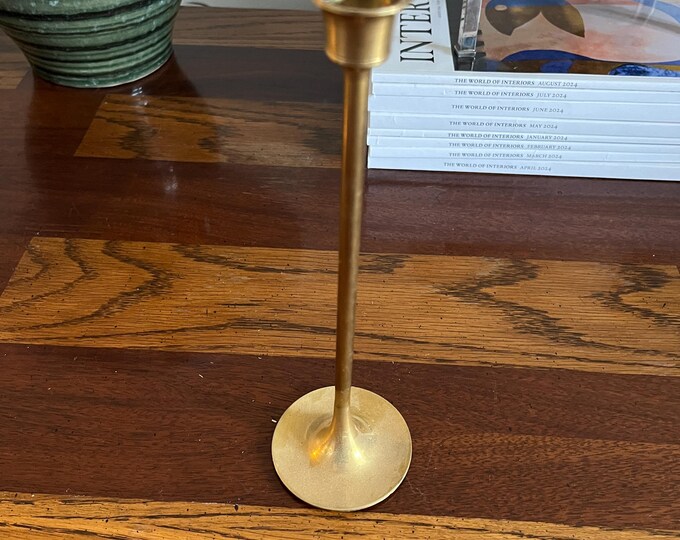 Vintage Brass Candlestick Slim Minimalist Mcm Design - Etsy