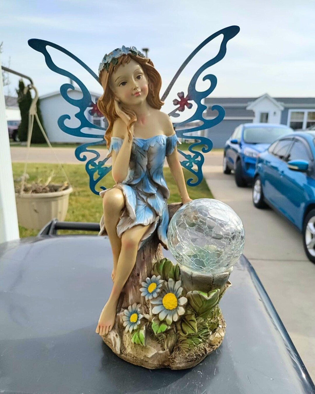 Solar Garden Fairy Statue, Flower Fairy Outdoor Decor, Resin Fairy ...
