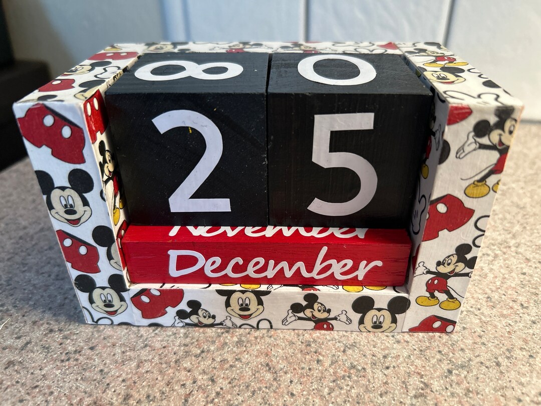 Disney perpetual Wooden Block Desk Calendar Decoupaged Wood - Etsy