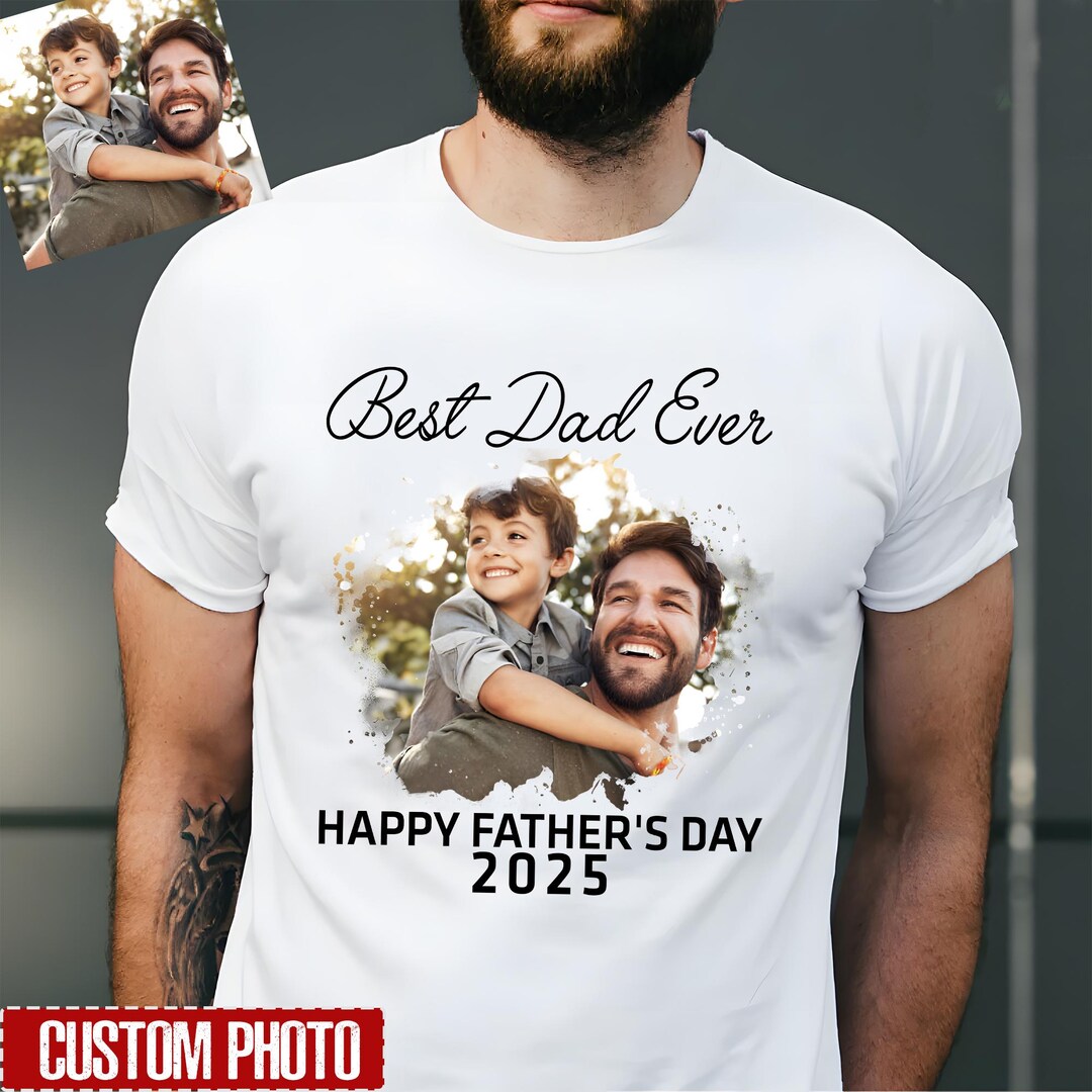 Personalized Photo Dad Happy Fathers Day Shirt, Custom Photo Shirt for ...