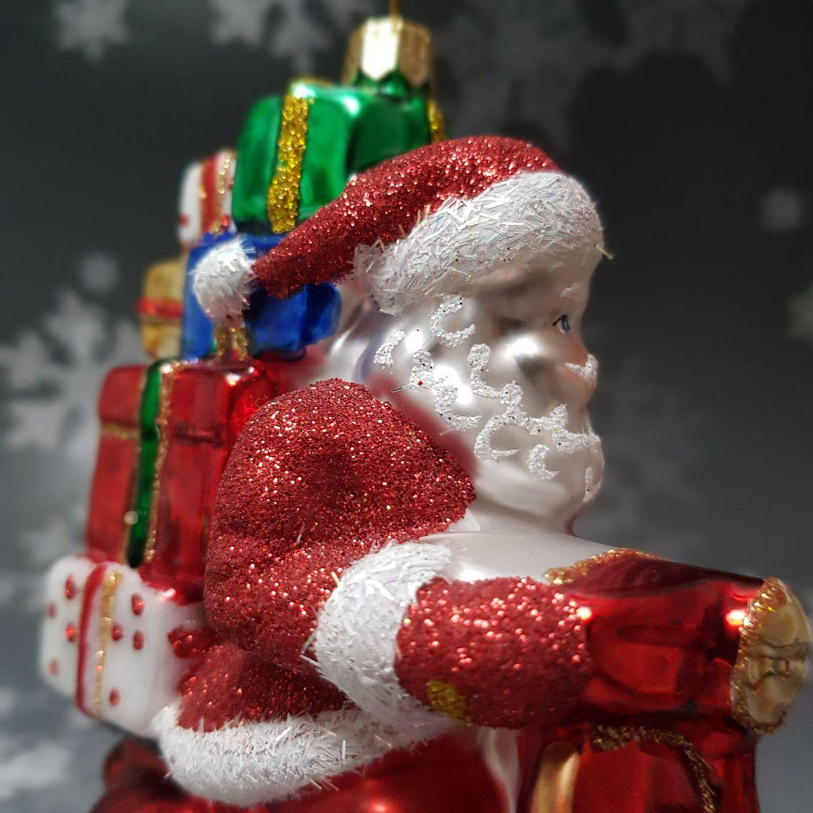Handcrafted Glass Christmas Ornament: Santa's Speedy Delivery - Etsy