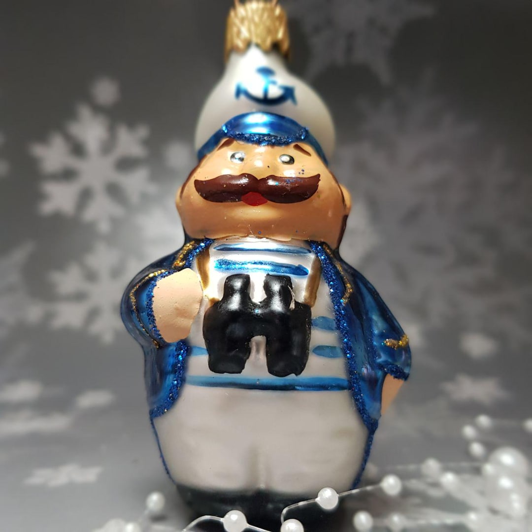 The Jolly Captain: Hand-painted Glass Ornament - Etsy