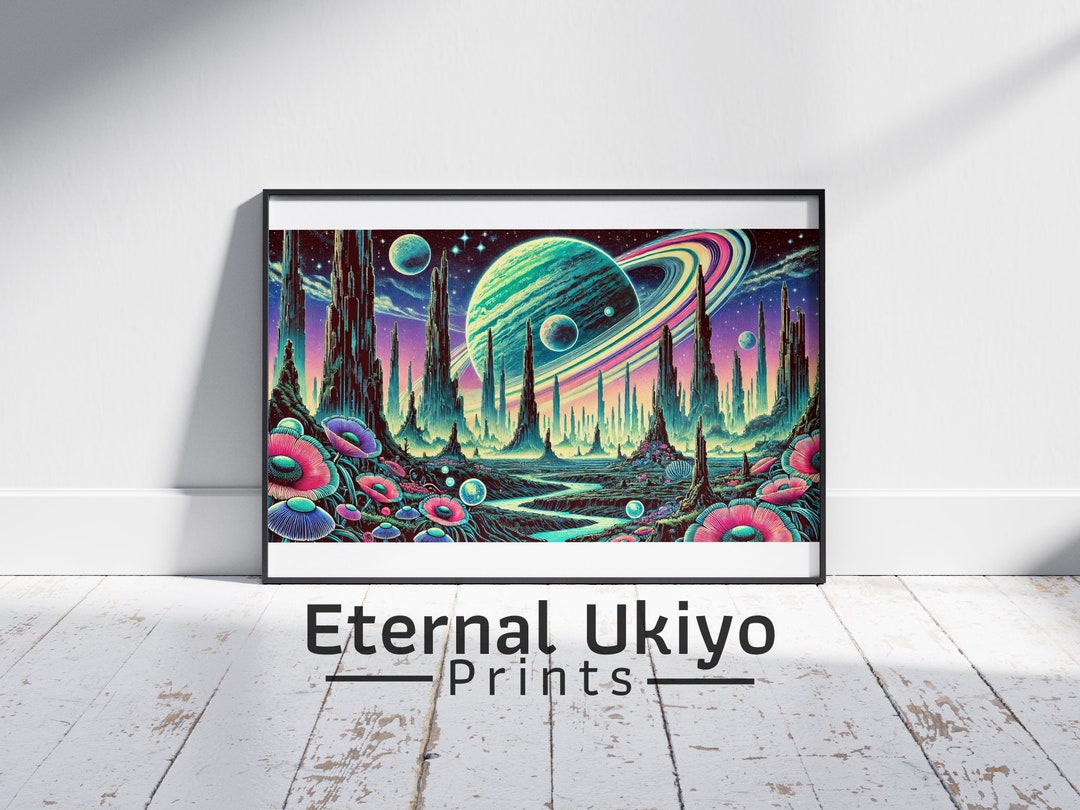 Alien Planet Landscape Art Japanese Woodblock Print Sci-fi Fantasy Wall ...