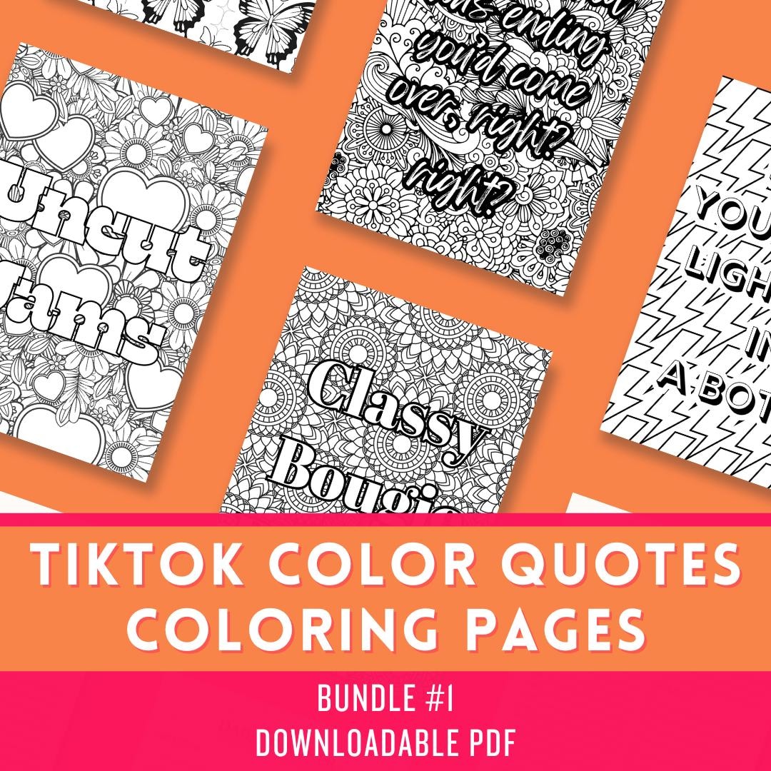 10 Printable Coloring Pages, Tiktok Quotes, Tiktok Funny, Coloring ...