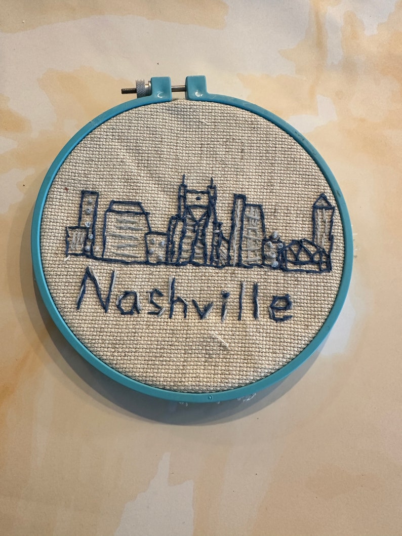 Embroidery Art Nashville Skyline - Etsy