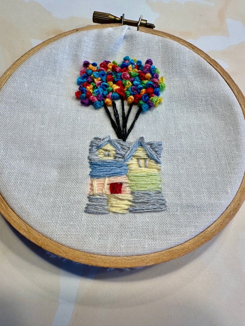 Disney Pixar Inspired Embroidery up House in a Wooden Hoop - Etsy