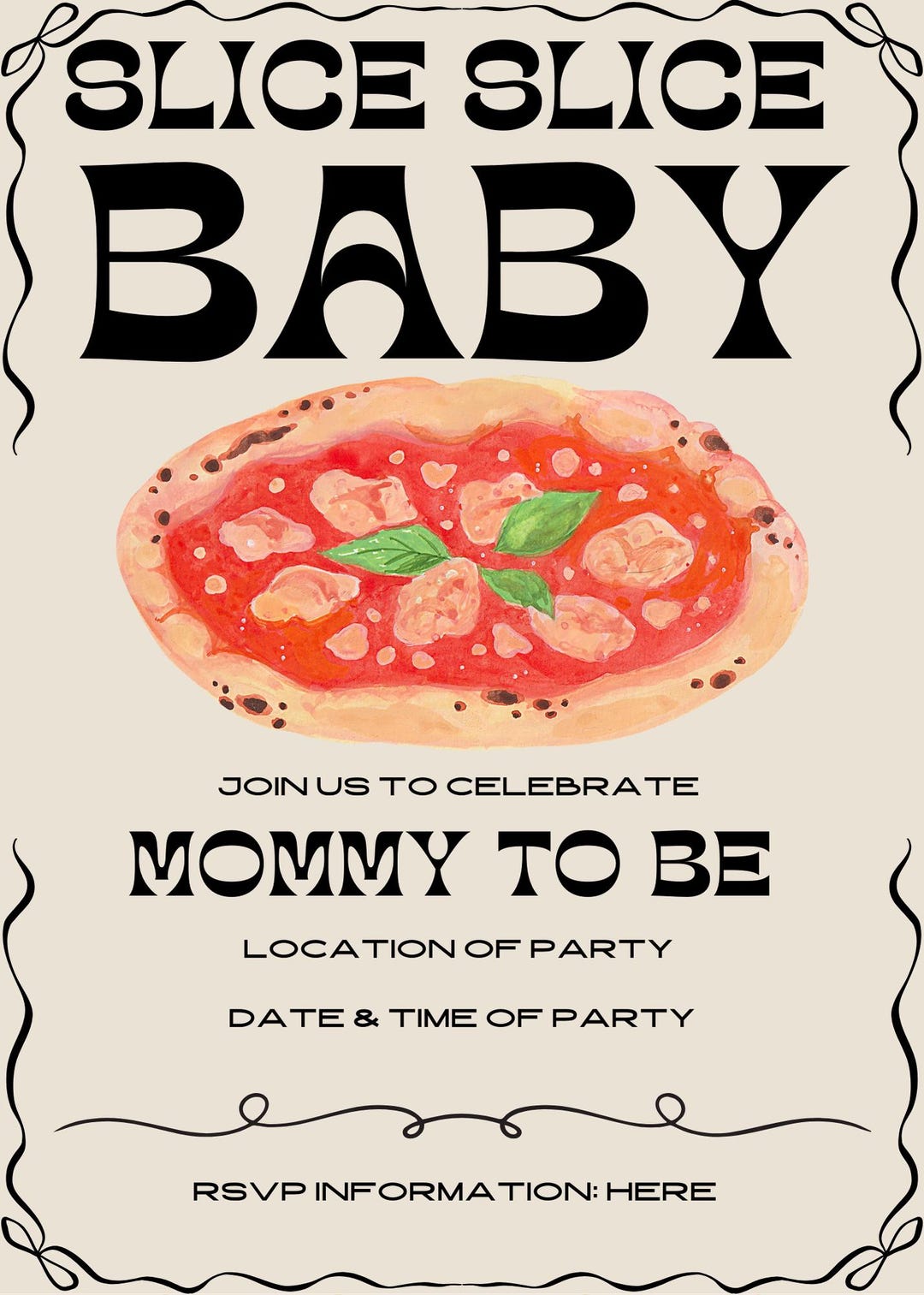 Slice Slice Baby, Baby Shower, Pizza Party, E-vite, Personalization ...