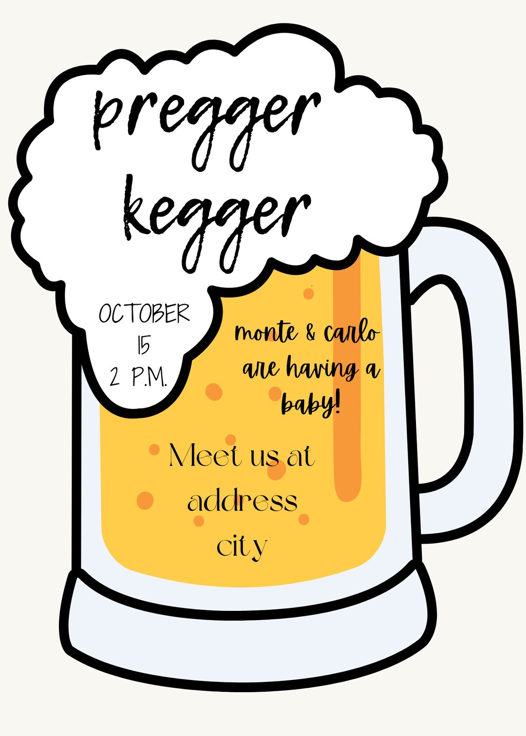 Baby Shower, Pregger Kegger, Invitation, Fun for Parents to Be ...