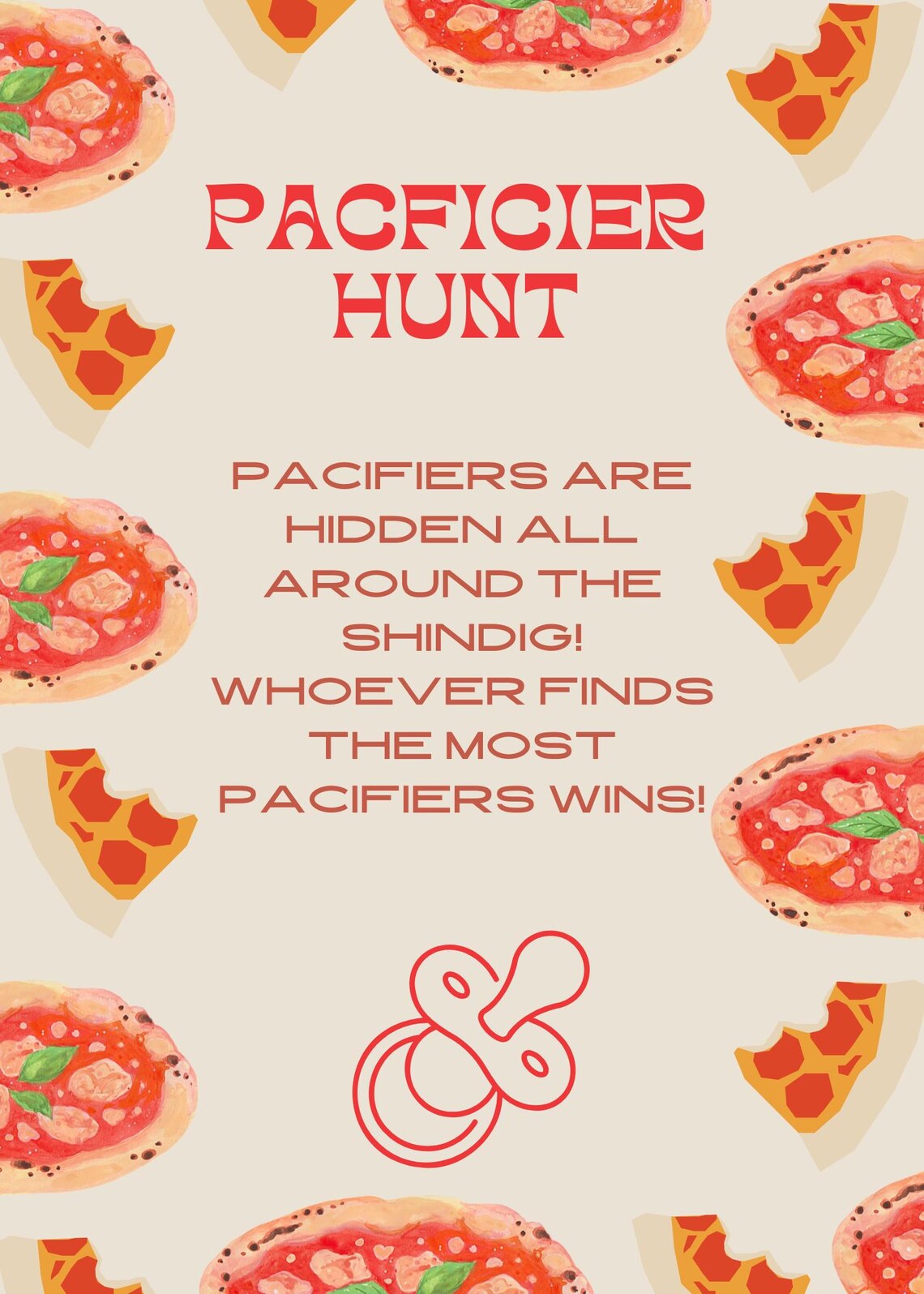 Slice Slice Baby Shower Bundle,shower Games, Pizza Party, Evite ...