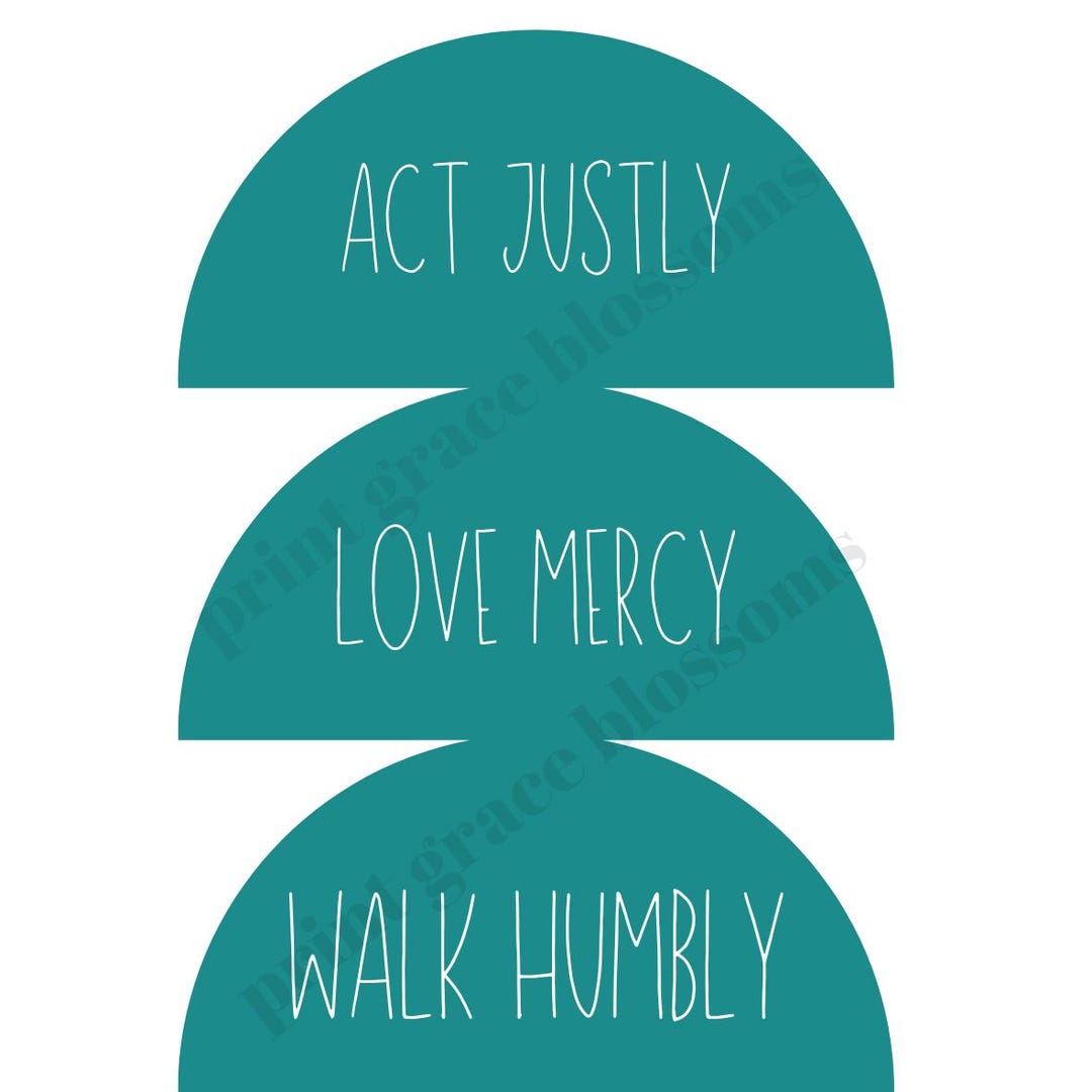 Printable Sticker Teal Christian Act Justly Love Mercy Walk Humbly ...