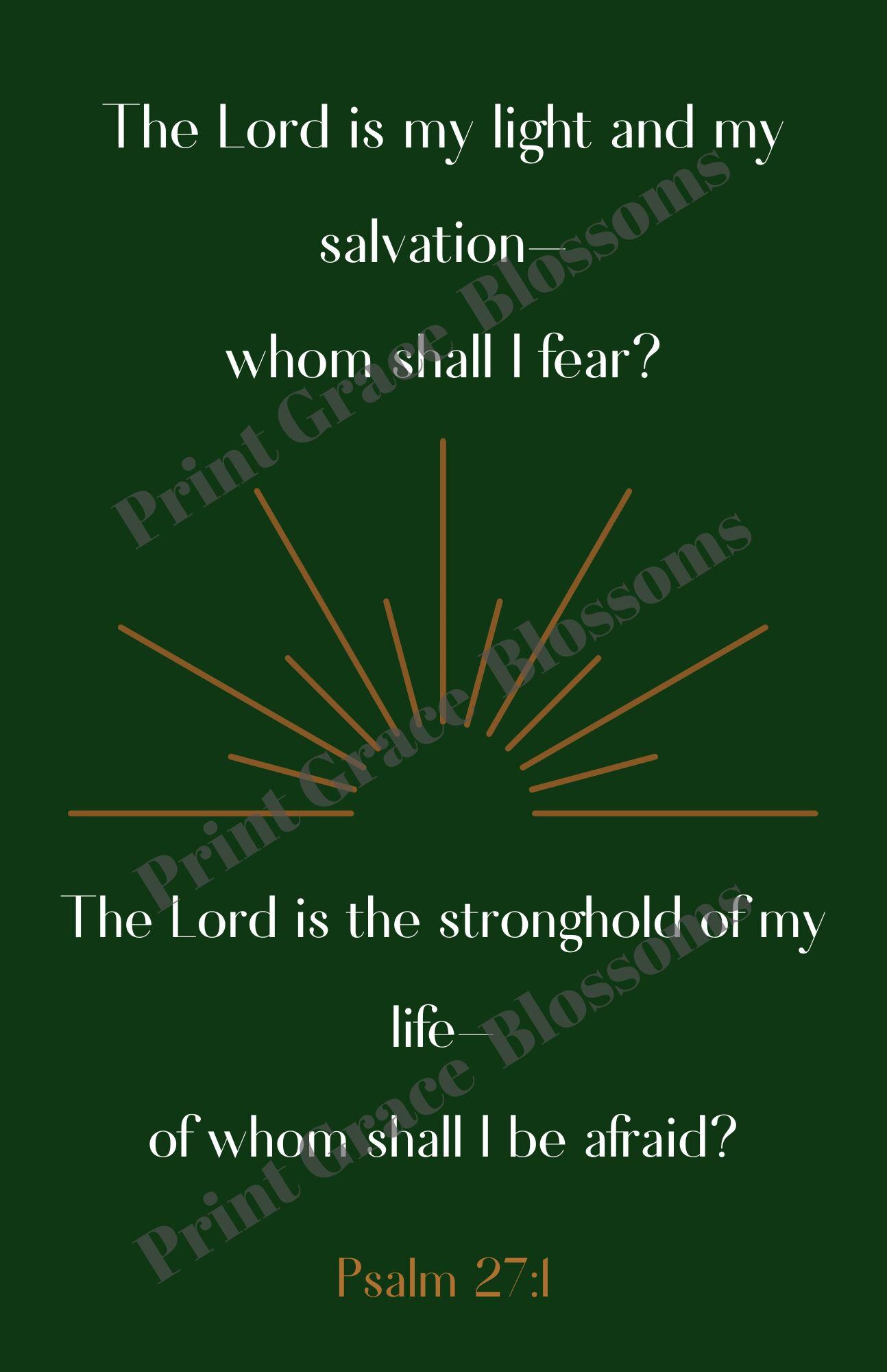 Printable Christian Scripture Psalm 27:1 Wall Art - Etsy