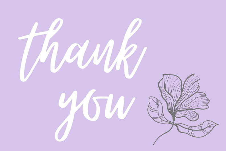 Printable Thank You Card Purple Floral - Etsy
