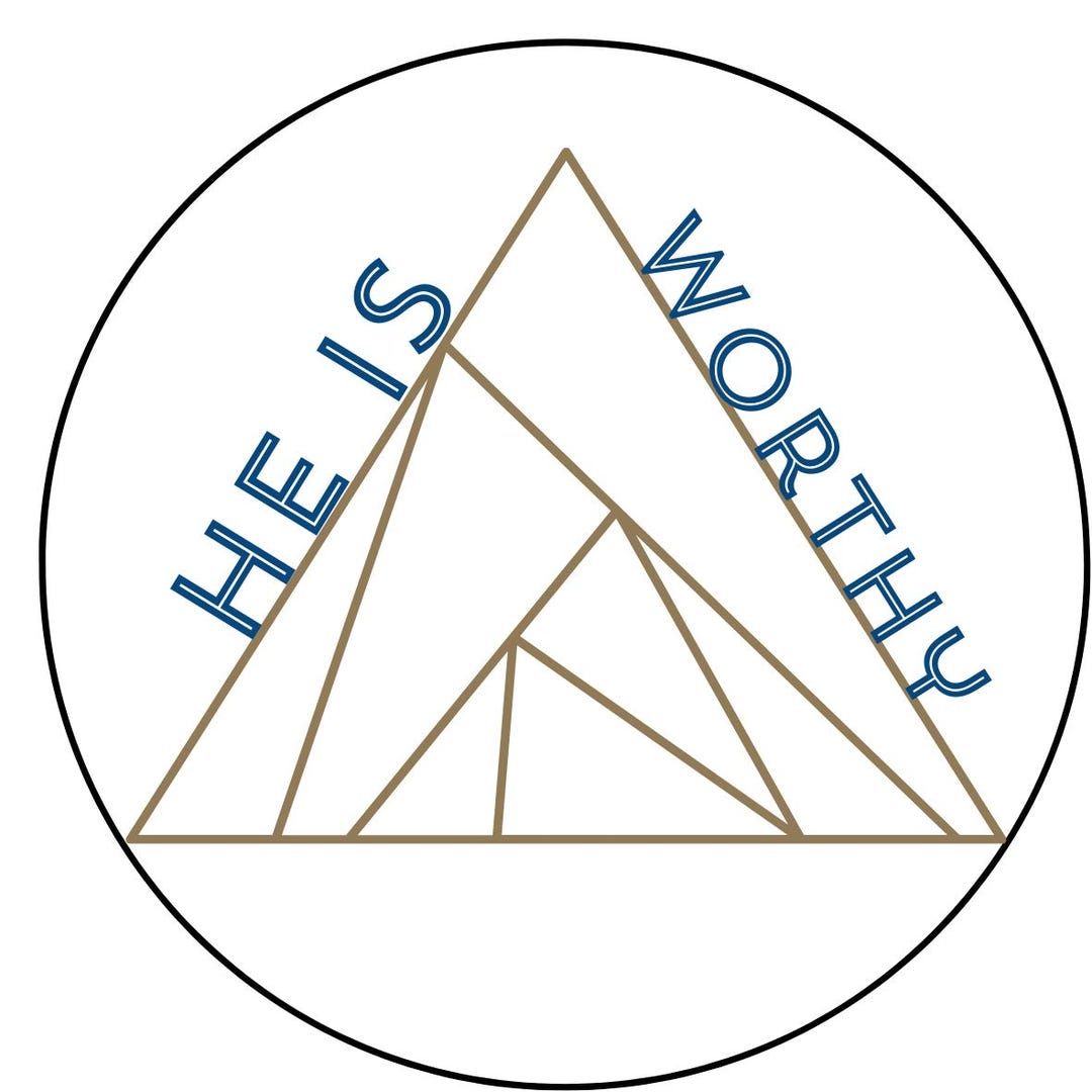 Printable Sticker Christian He is Worthy Navy and Gold - Etsy