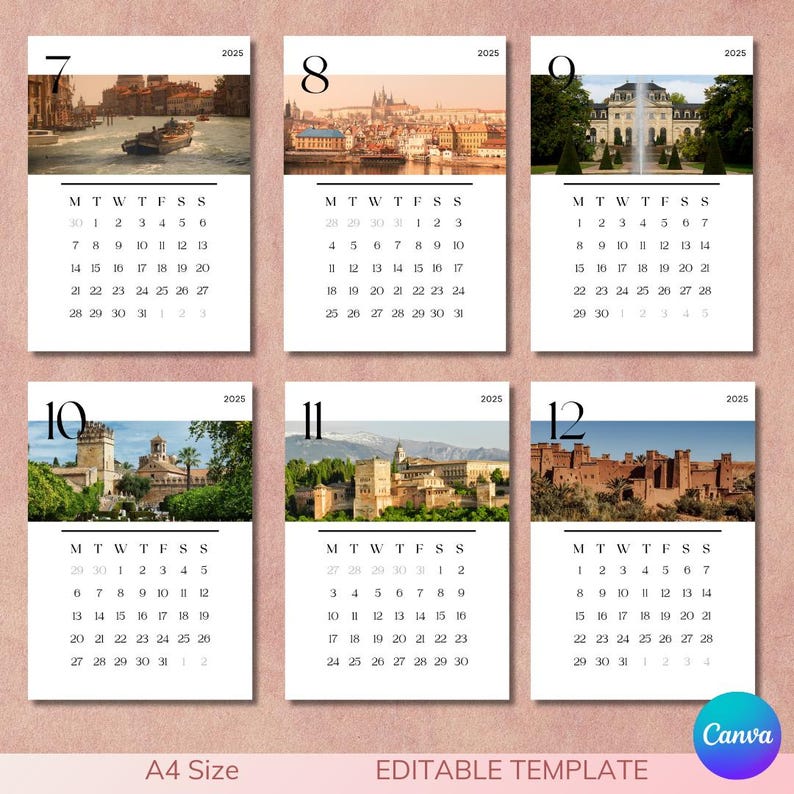 2025 Wall Calendar Template Minimalist Digital Calendar A4 Monthly ...