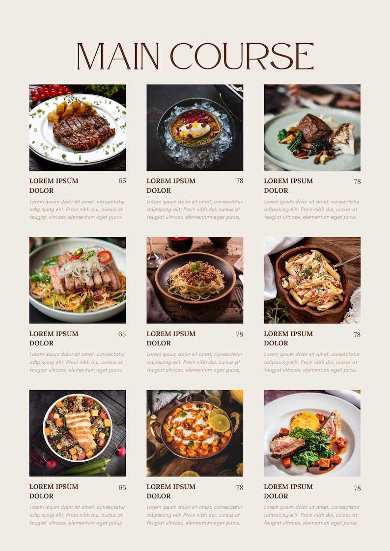 Editable Restaurant Menu Template: Modern 8-page A4 Design (digital ...