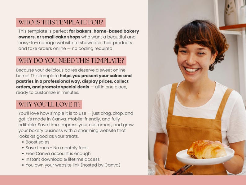 Bakery Website Template: Editable Cake Shop Design (canva, Digital ...
