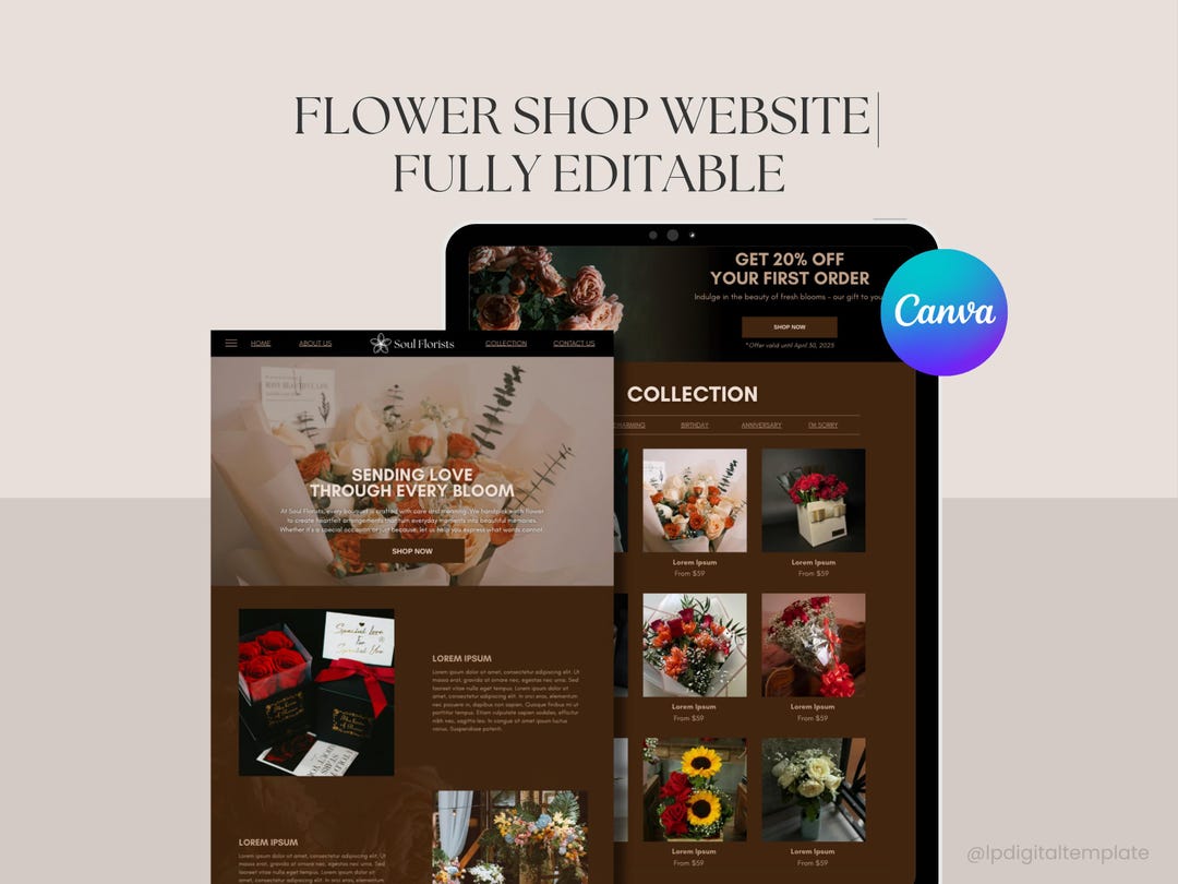 Florist Website Template Canva: DIY Floral Business (digital Download ...