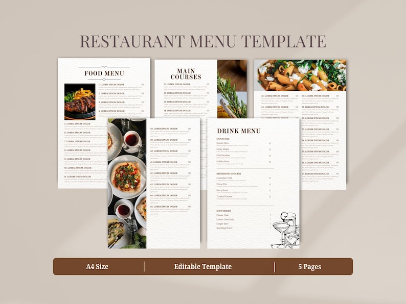 Modern Restaurant Food Menu, Elegant Dinner Menu for Restaurants, Drink ...