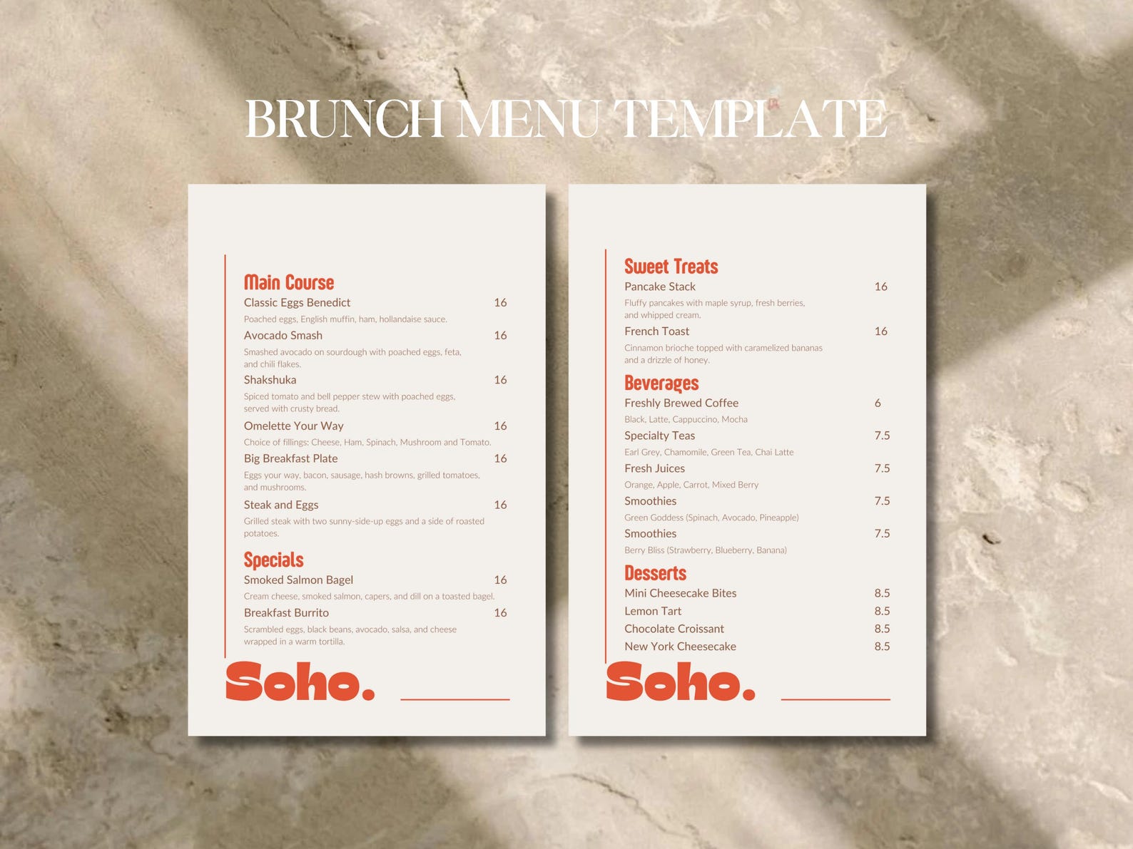 Modern Restaurant Menu Template Design, Digital Menu, Restaurant Cafe ...