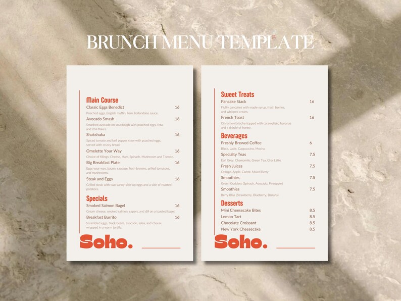 Modern Restaurant Menu Template Design, Digital Menu, Restaurant Cafe ...
