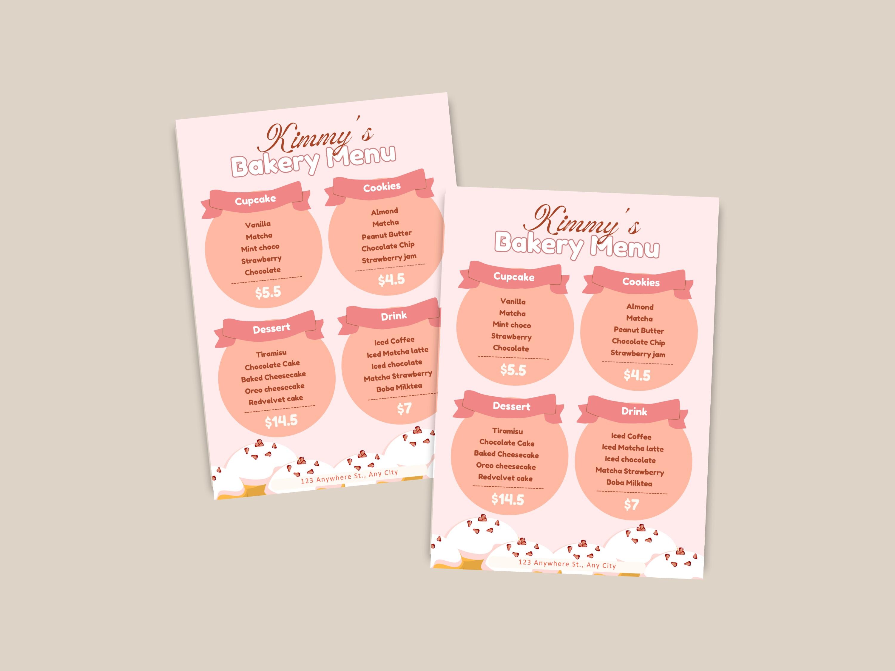Bakery Menu Template, Bakery Flyer, Digital Menu Template Small ...
