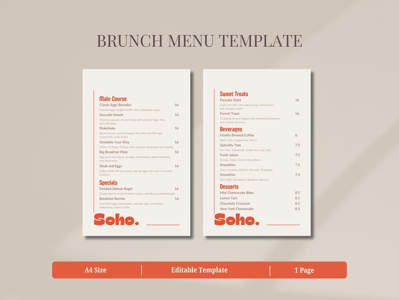 Modern Restaurant Menu Template Design, Digital Menu, Restaurant Cafe ...