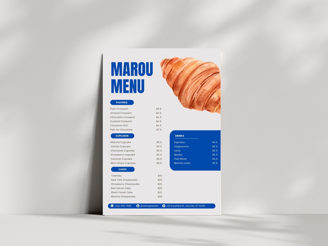 Bakery Menu Template, Cafe Bakery Menu Trendy Design, Menu for Pastry ...