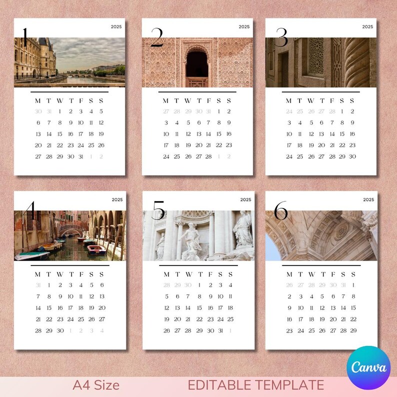 2025 Wall Calendar Template Minimalist Digital Calendar A4 Monthly ...