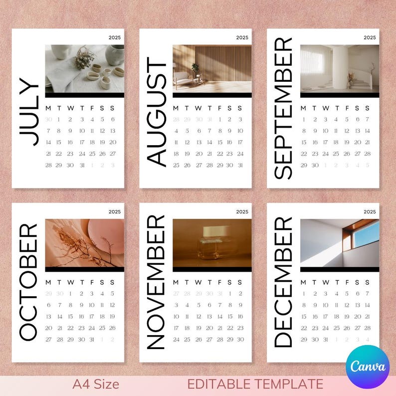 2025 Digital Calendar Template, Minimalist Digital Monthly Calendar ...