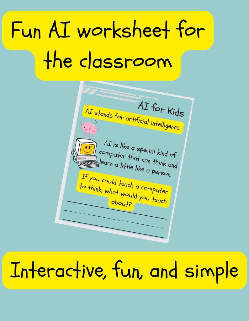 Kids AI Lesson Worksheet for Elementary Students- Fun & Engaging ...