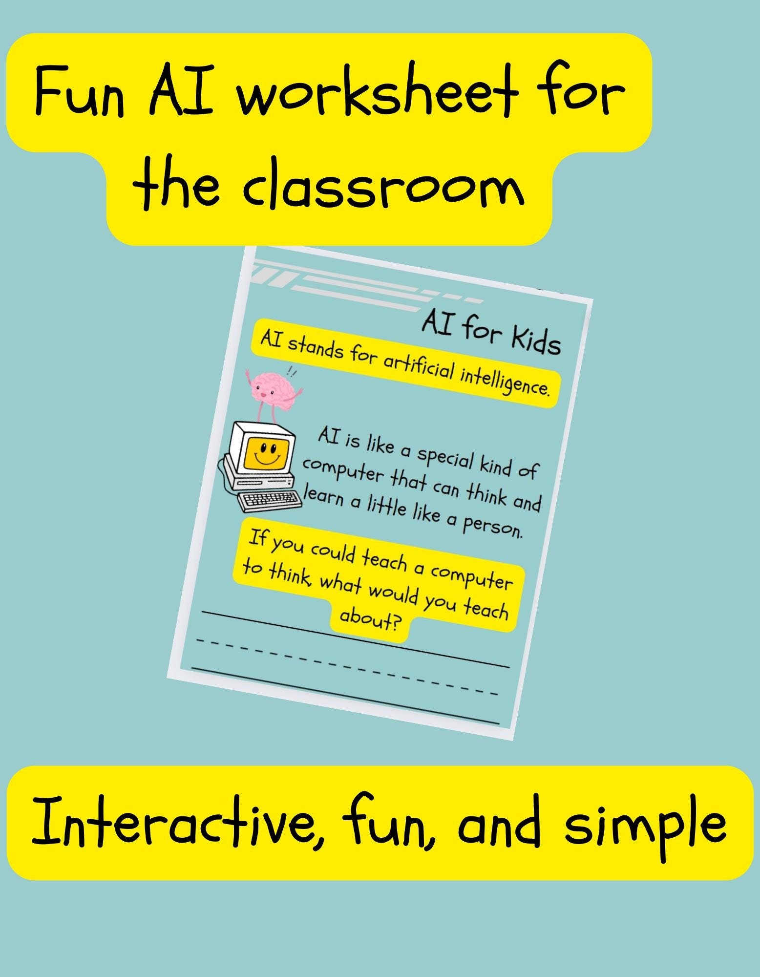 Kids AI Lesson Worksheet for Elementary Students- Fun & Engaging ...