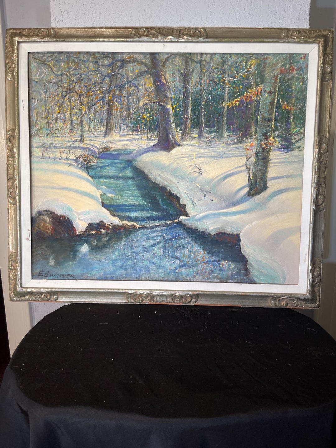 Winter Stream by Edward Warner, Pastel Original With Pamplet, 30x35x2 ...
