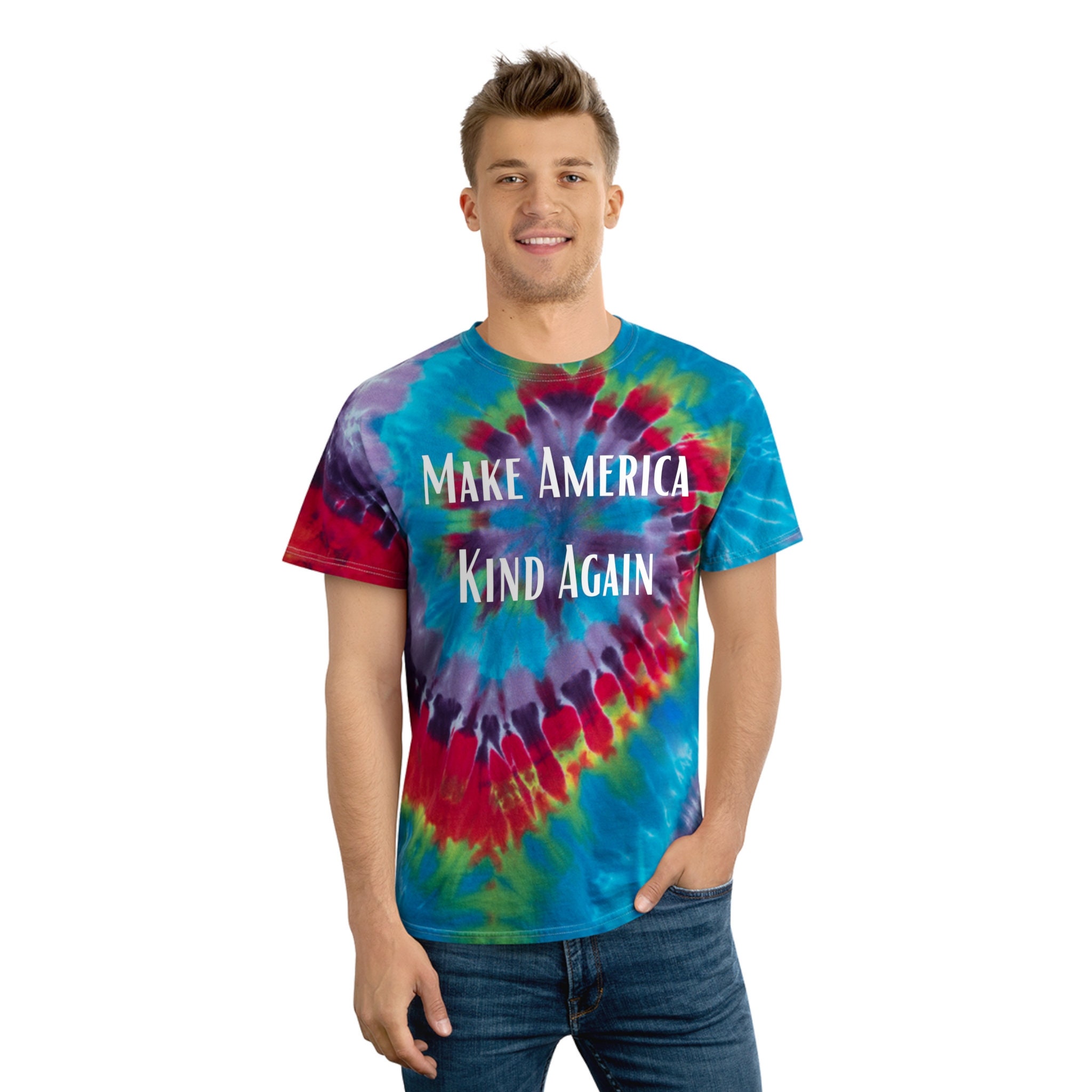 Make America Kind Again Rainbow Tie-dye Unisex Tee - Etsy