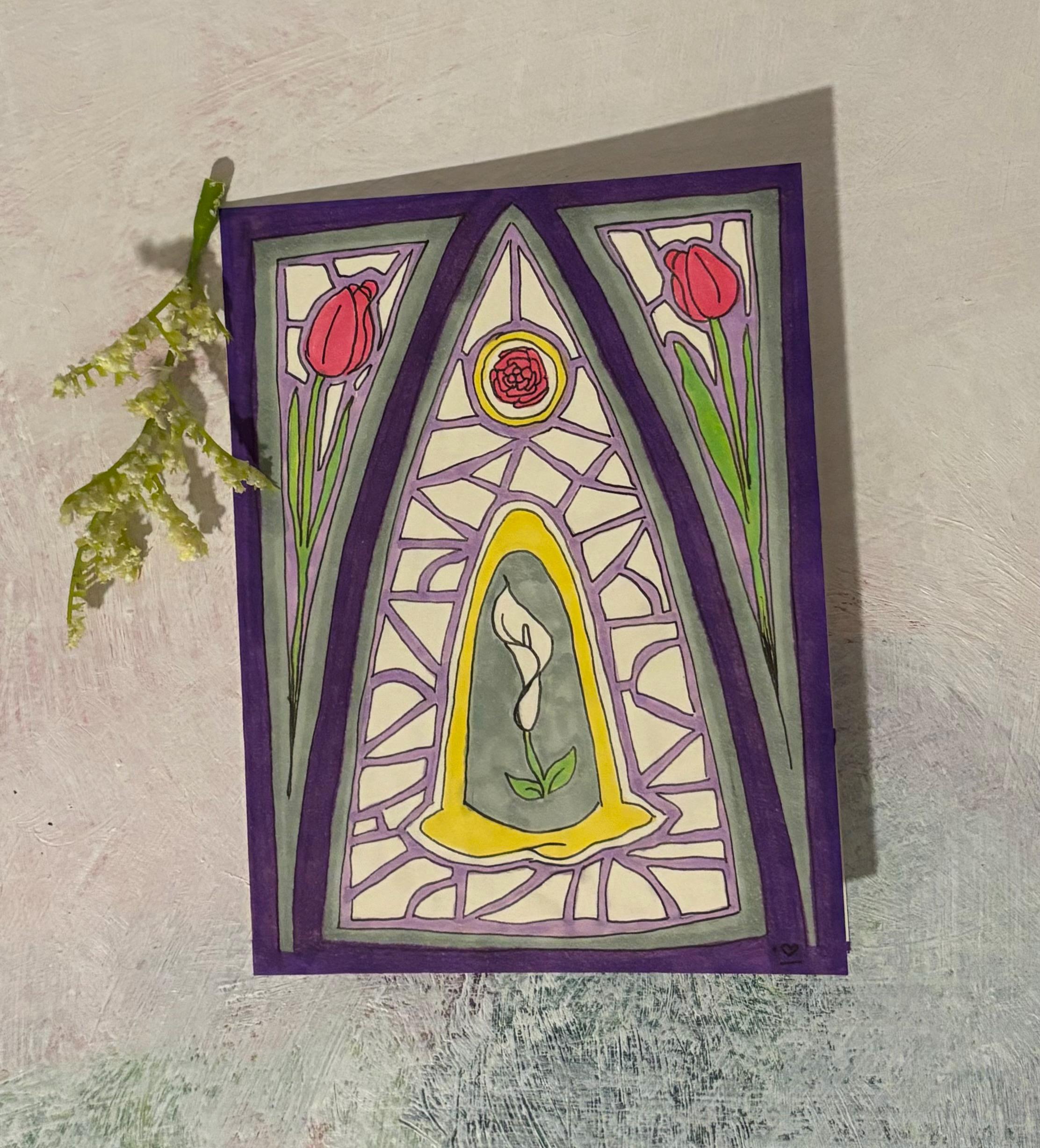 Stained Glass Window Christmas Card Set of 6 - Etsy
