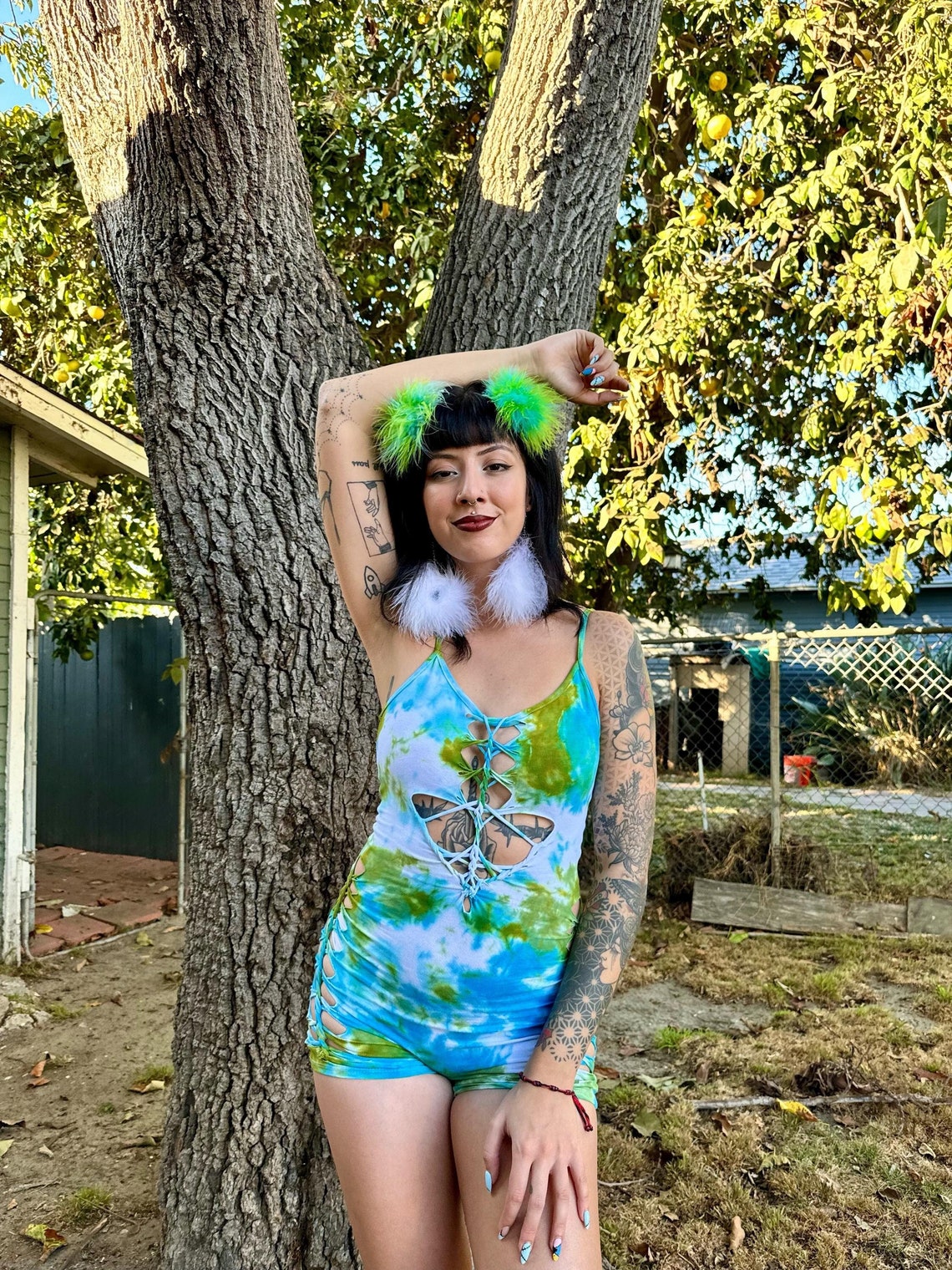 Seafoam Dreams Slit Weave Romper, Handmade Rave Outfit, Festival Outfit ...