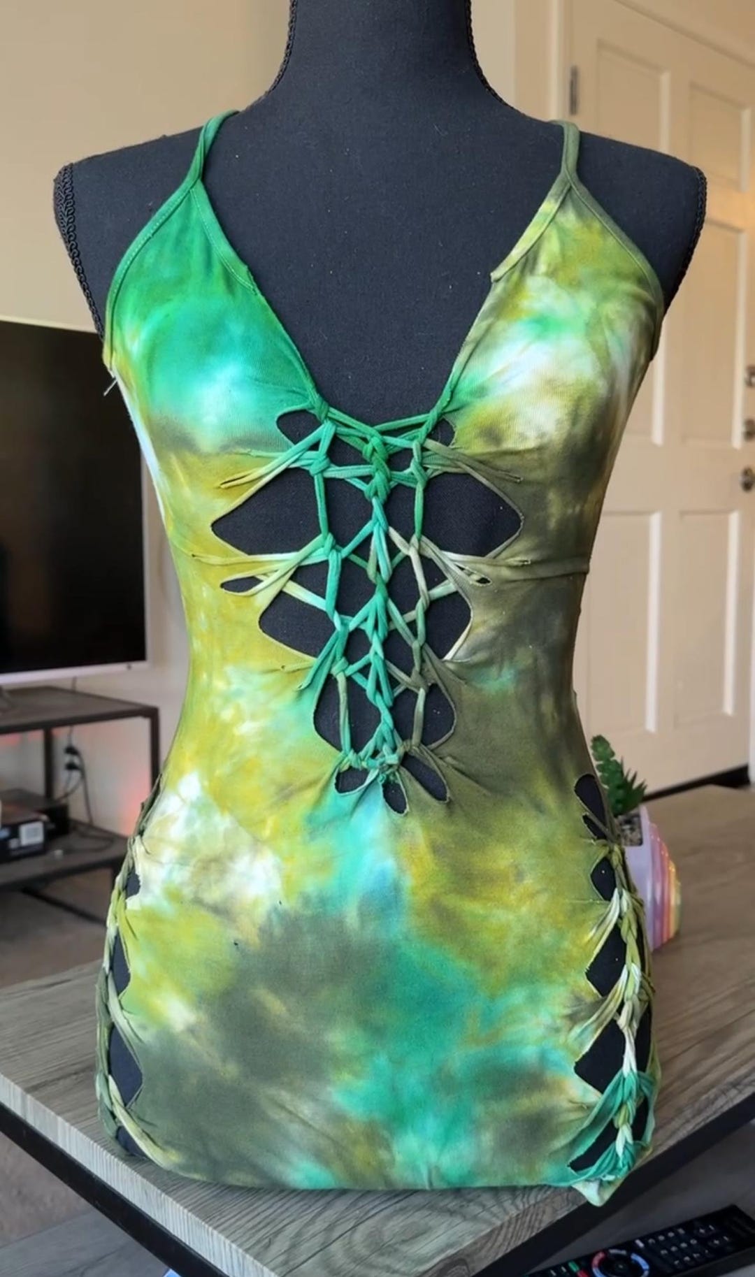 MTO Eat Your Greens Slit Weave Romper, Handmade Rave Outfit, Festival ...