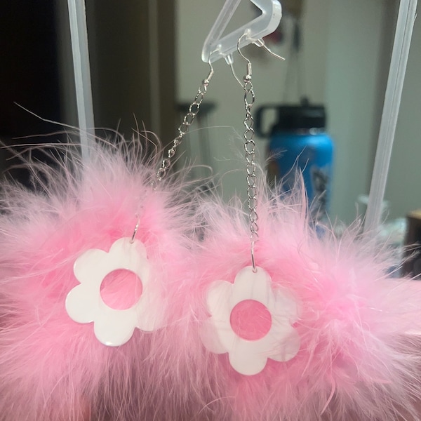 Marabou Earrings - Etsy