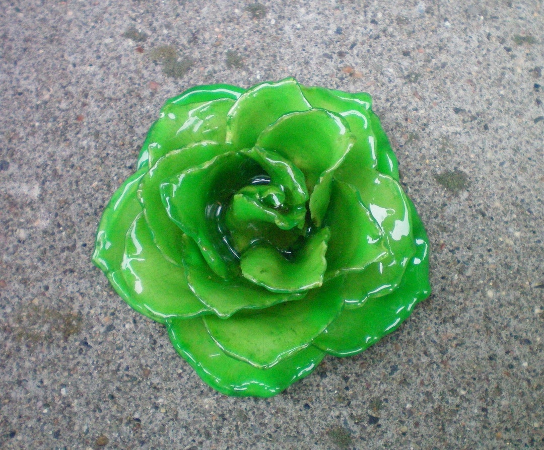 Free Shipping REAL Emerald Green ROSE Pin and Pendant - Etsy
