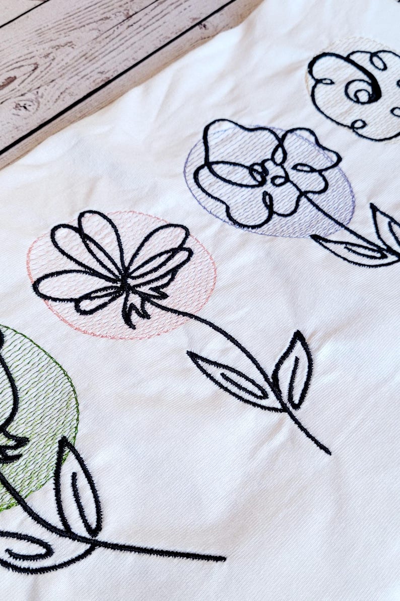 Flower Line Art Embroidery Design: Trending Floral Machine File ...