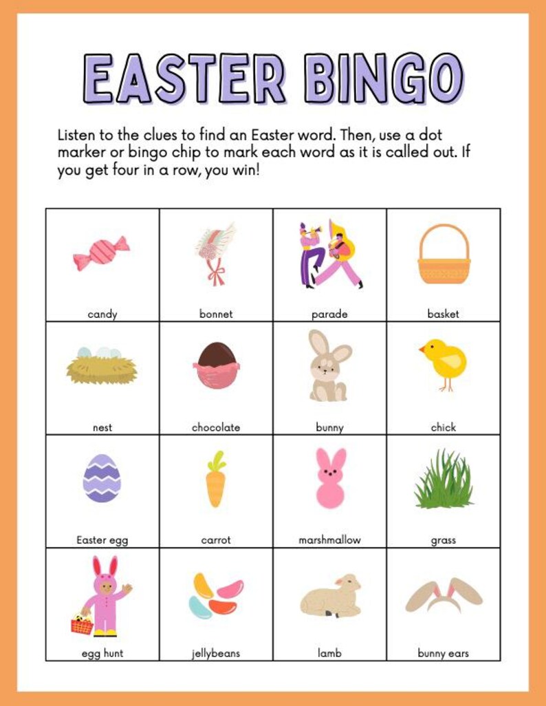 Easter Bingo Cards - A Fun Activity for the Entire Family! - Etsy