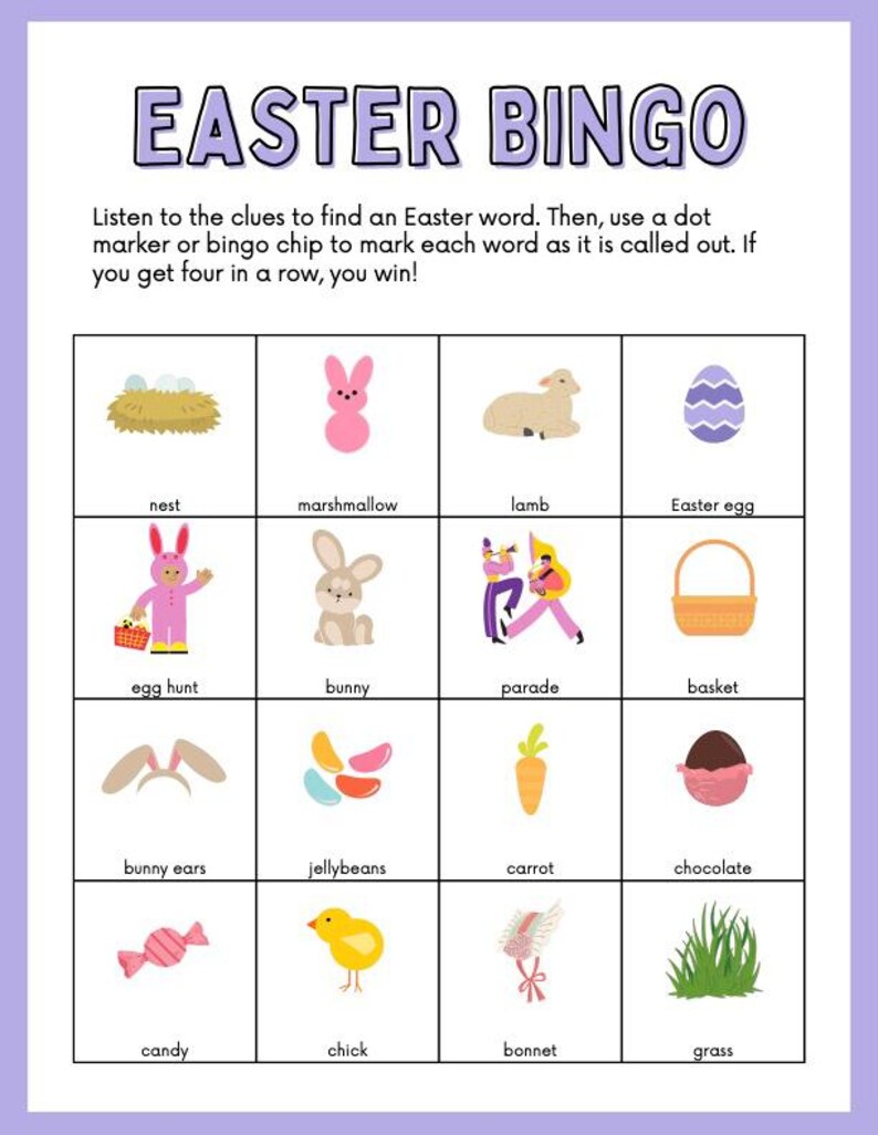 Easter Bingo Cards - A Fun Activity for the Entire Family! - Etsy